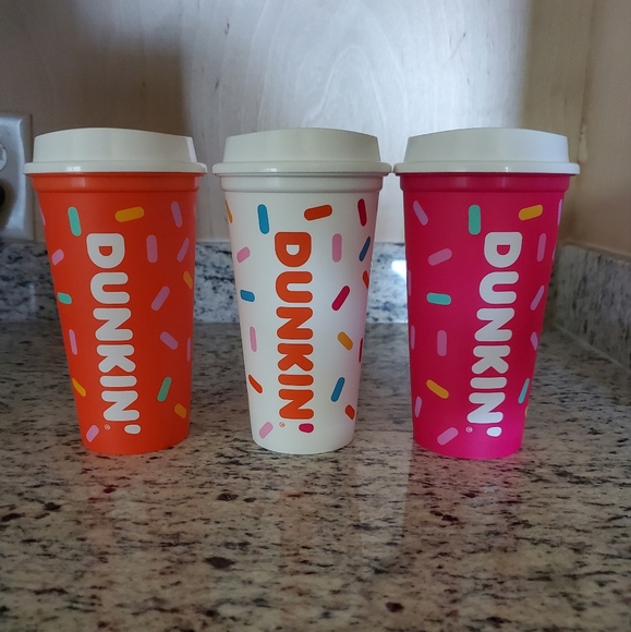 Dunkin | Kitchen | Set Of 3 Dunkin 6oz Reusable Cups | Poshmark